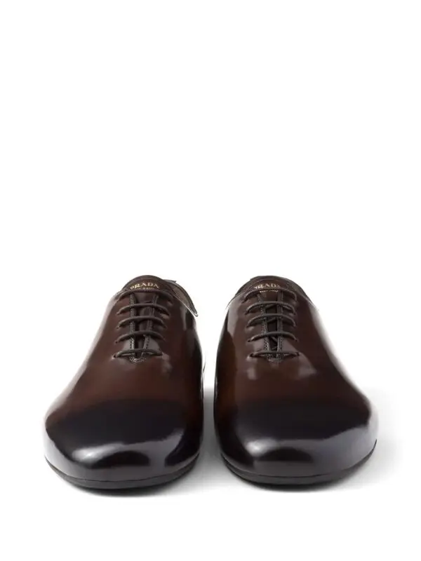 Prada Brushed-leather Lace-up Oxford Shoes