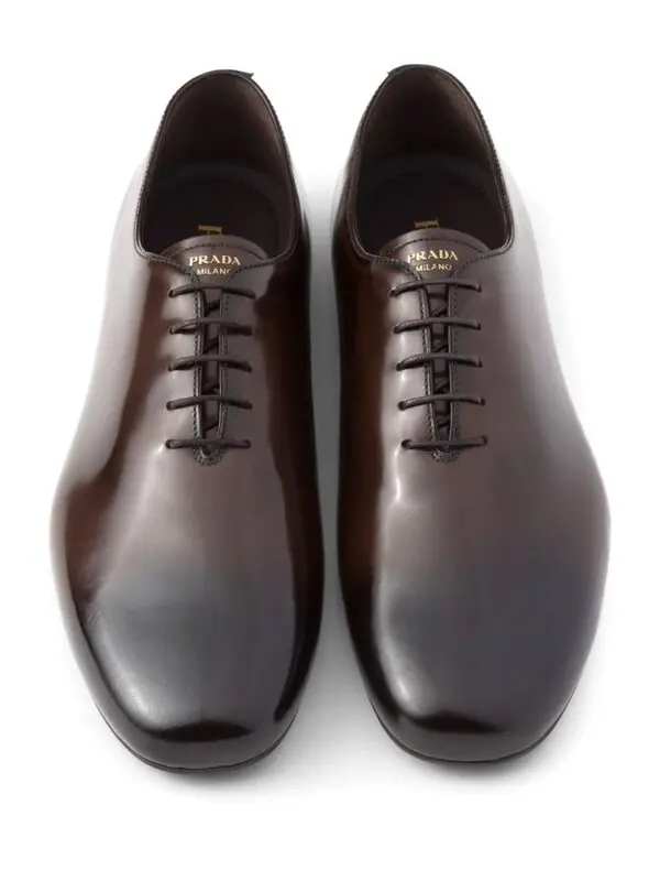 Prada Brushed-leather Lace-up Oxford Shoes