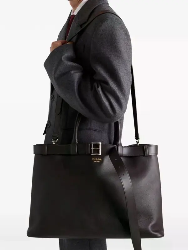 Prada Buckle Leather Tote