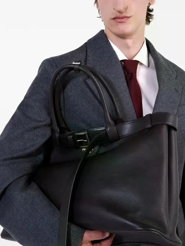 Prada Buckle Leather Tote