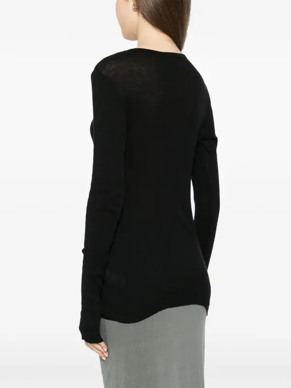 JAMES PERSE V-neck Ribbed Knit Long Sleeve Top