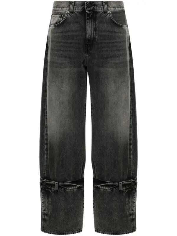 HAIKURE Cuff-detail Wide Leg Jeans
