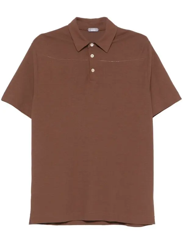 ZANONE Cotton Polo Shirt - Brown