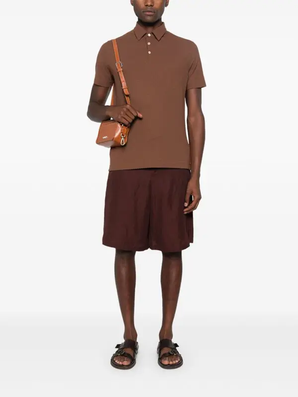 ZANONE Cotton Polo Shirt - Brown