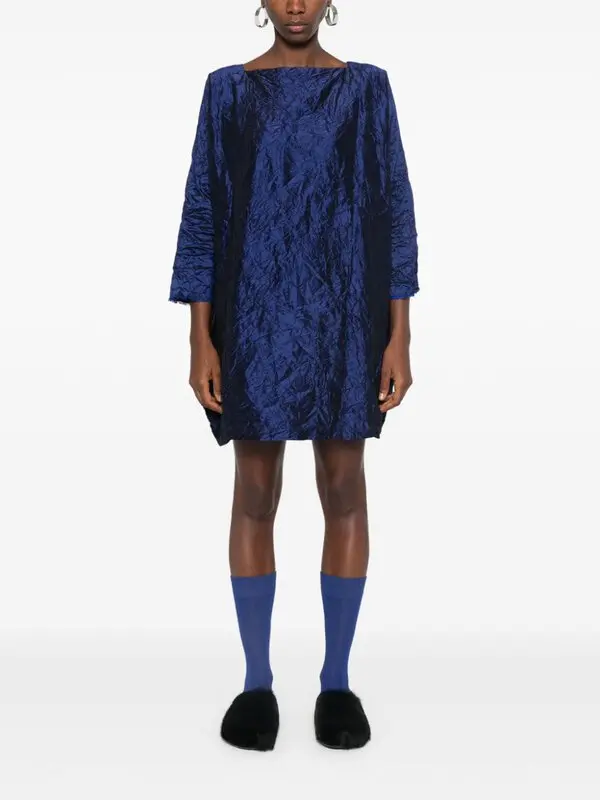 DANIELA GREGIS Crinkled Mini Dress - Blue