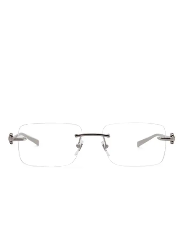 Gucci Logo-engraved Rimless Glasses - Silver