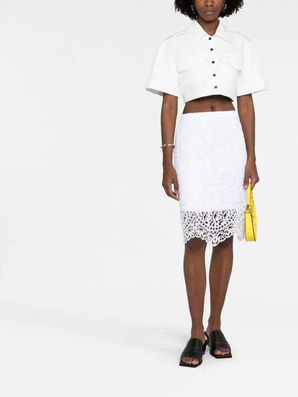 Burberry Lace Midi Skirt - White