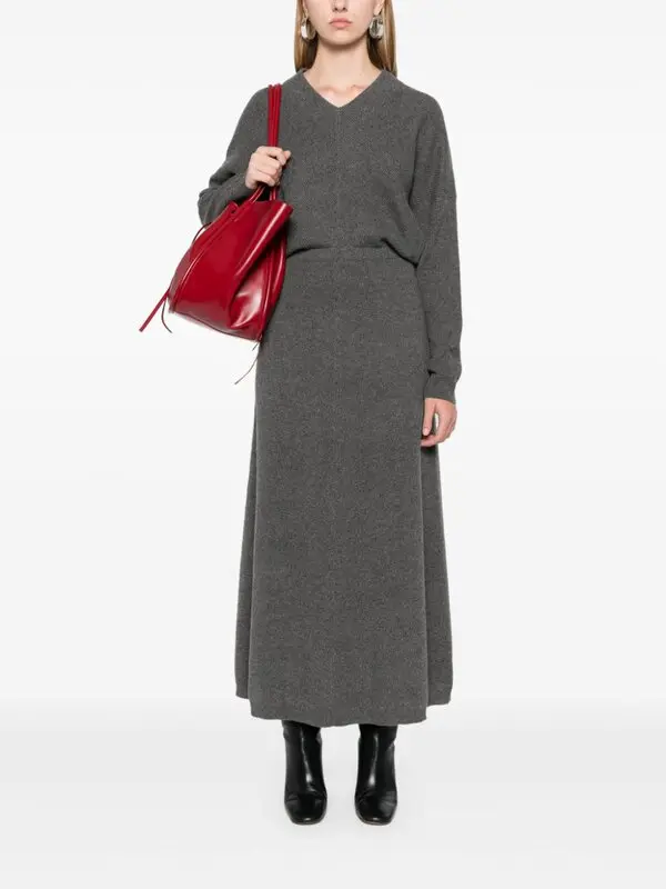 slim fit dress slacks Grey Ribbed Maxi Dress