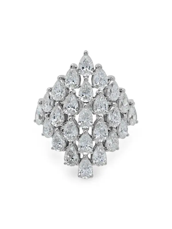 JEWELS AFICIONADO 18kt White Gold Diamond Shield Ring - Silver
