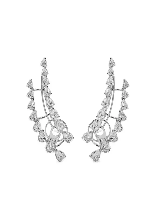 JEWELS AFICIONADO 18kt White Gold Diamond Ear Cuffs - Silver