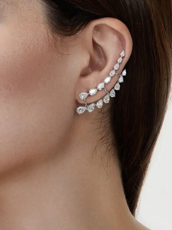 JEWELS AFICIONADO 18kt White Gold Diamond Ear Cuffs