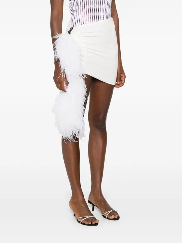 LOULOU Feather-trim Mini Skirt