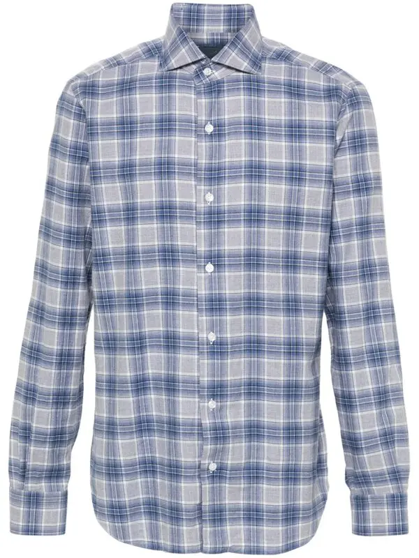 BARBA NAPOLI Checked Shirt - Blue