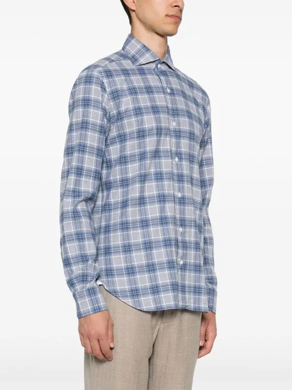 BARBA NAPOLI Checked Shirt - Blue