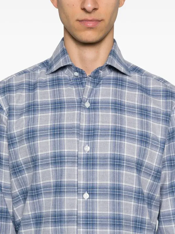 BARBA NAPOLI Checked Shirt - Blue