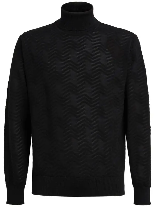 Missoni Chevron Roll-neck Jumper - Black