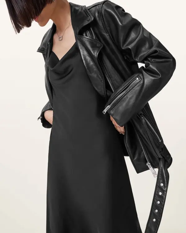 ALLSAINTS Billie Relaxed Fit Leather Biker Jacket - Black