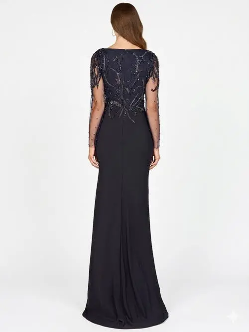 LARA NEW YORK Embellished Long Sleeve Gown