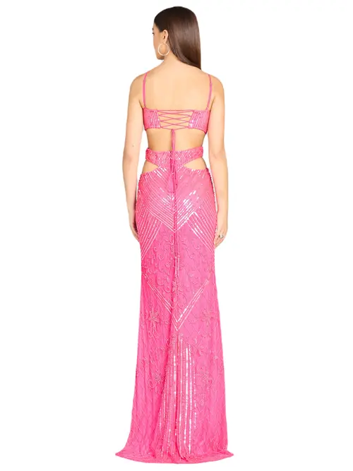 LARA NEW YORK Bel & Genesis Halterneck Gown - Hotpink