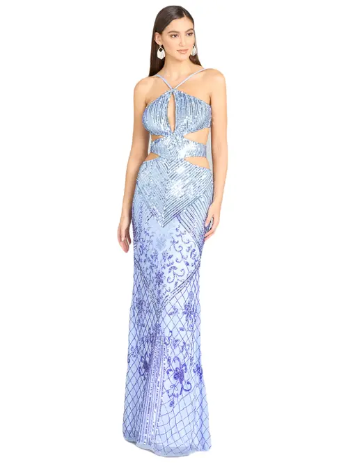 LARA NEW YORK Bel & Genesis Halterneck Gown - Periwinkle