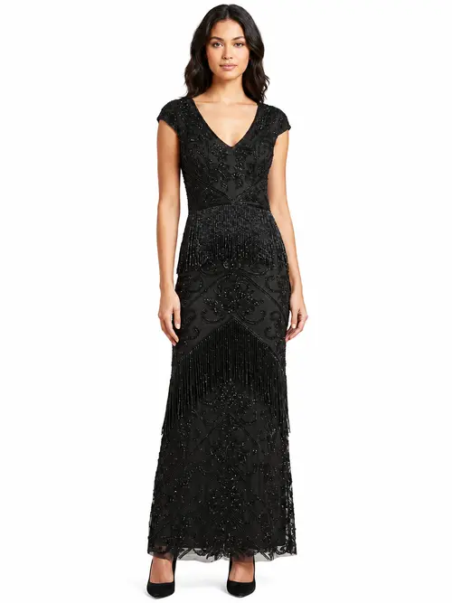 LARA NEW YORK Embellished Cape Gown - Black