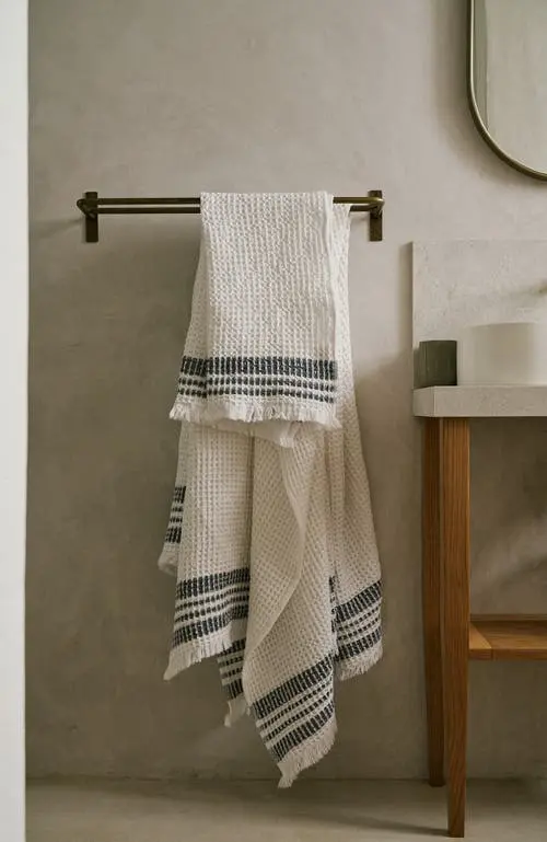 MUNGO Organic Belgian Waffle Hand Towels Set Of 2 - Ink