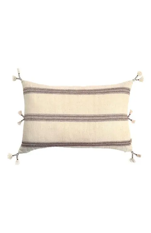 NIMMIT Understreke Handwoven Pillowcover Only - Natural/black