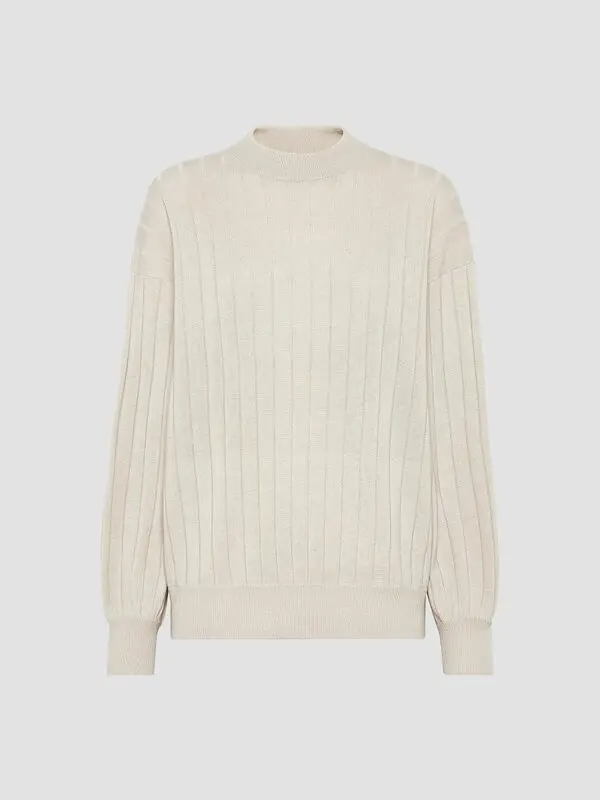 Brunello Cucinelli Cashmere Flat Rib Sweater With Monili
