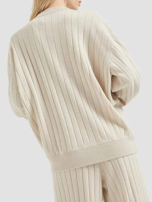 Brunello Cucinelli Cashmere Flat Rib Sweater With Monili