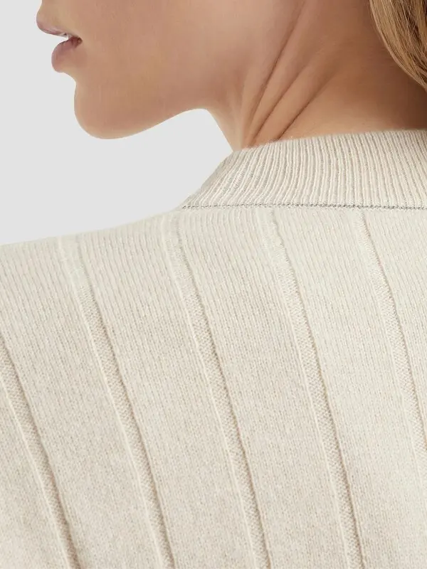 Brunello Cucinelli Cashmere Flat Rib Sweater With Monili