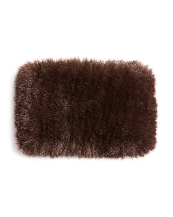 Surell Rex Rabbit Faux Fur Knit Headband - Brown