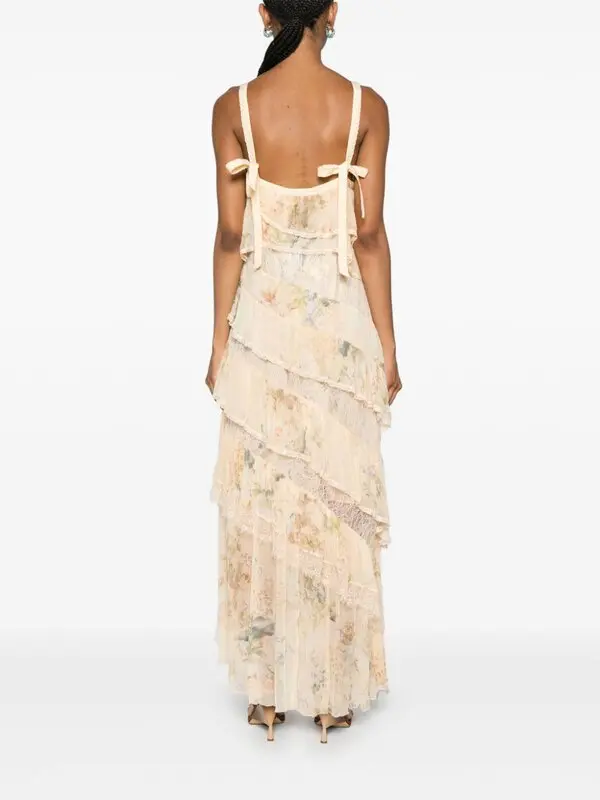 Camilla Lace-trim Asymmetric Midi Dress