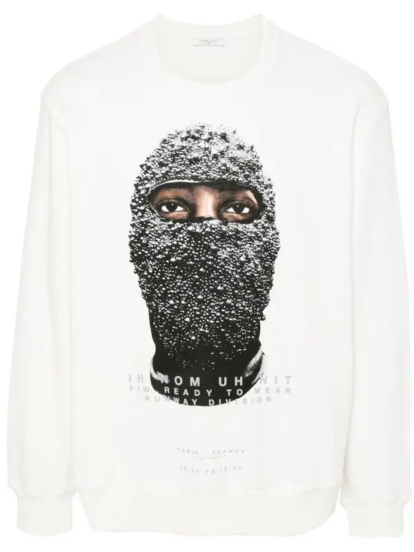 IH NOM UH NIT Black Mask Print Sweatshirt - White