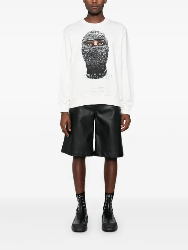 IH NOM UH NIT Black Mask Print Sweatshirt - White