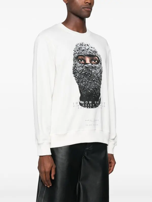 IH NOM UH NIT Black Mask Print Sweatshirt - White