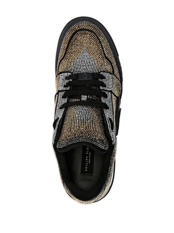 Philipp Plein Suede Lo-top Sneakers With Rhinestone Hexagon Logo