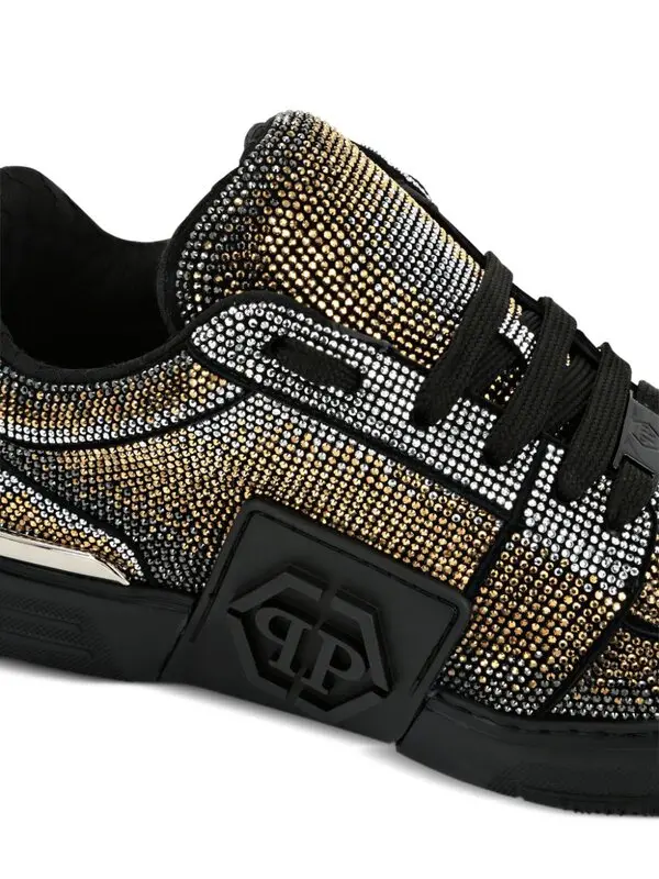 Philipp Plein Suede Lo-top Sneakers With Rhinestone Hexagon Logo