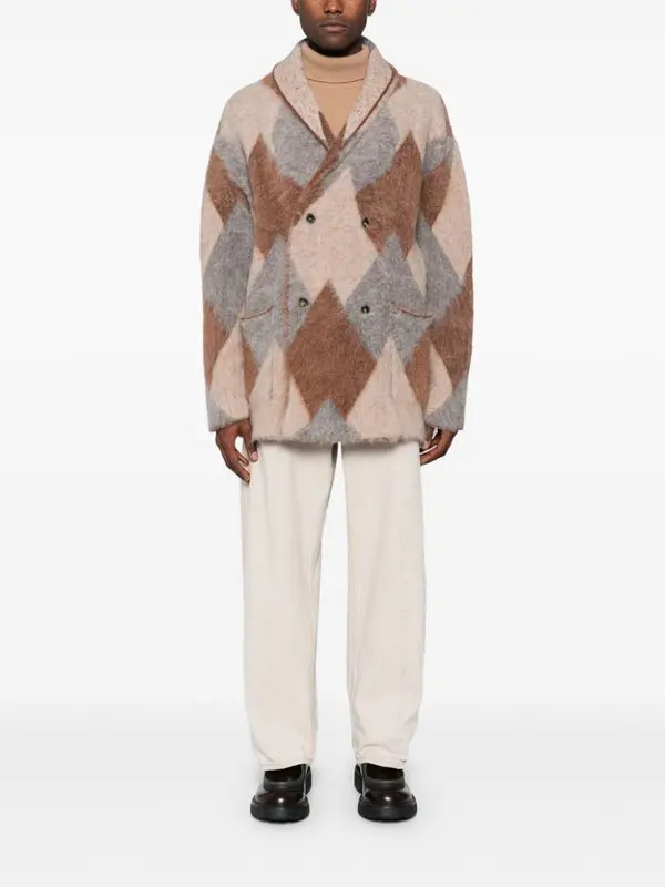 LANEUS Checked Cardigan