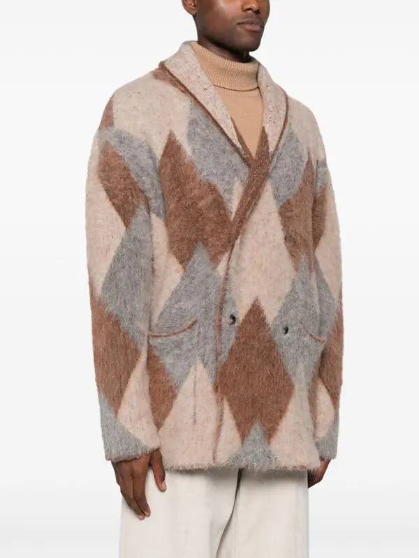 LANEUS Checked Cardigan