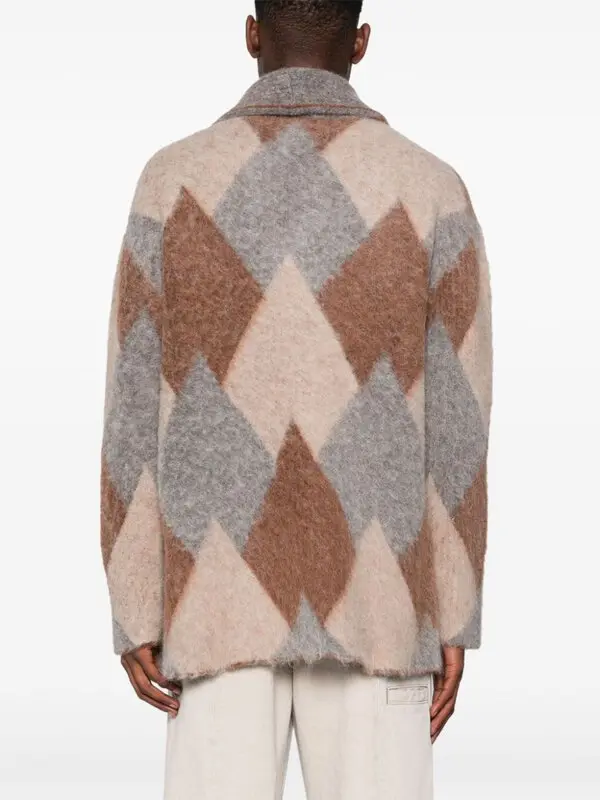 LANEUS Checked Cardigan
