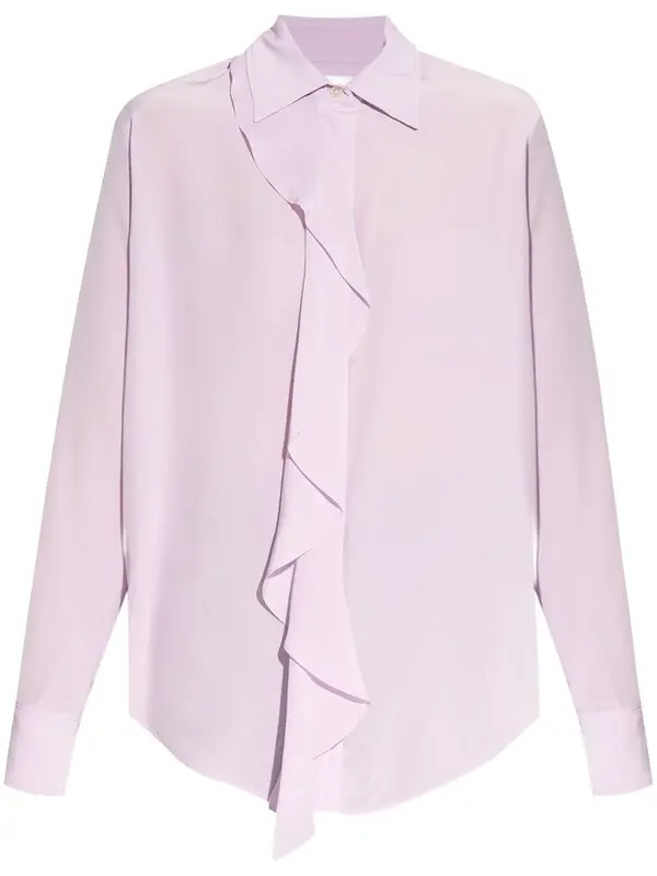 Victoria Beckham Ruffled Silk Blouse - Purple