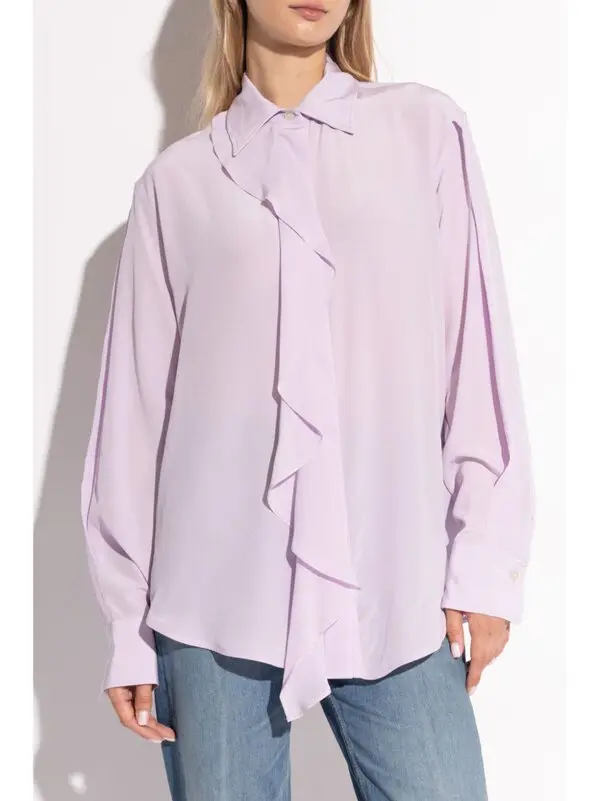 Victoria Beckham Ruffled Silk Blouse - Purple