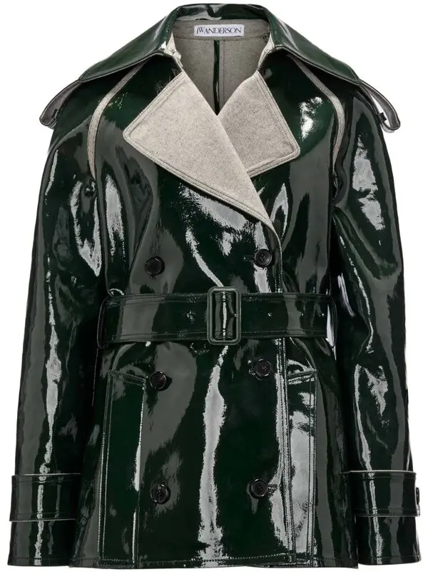 JW Anderson Glossy-finish Cotton Biker Jacket - Green