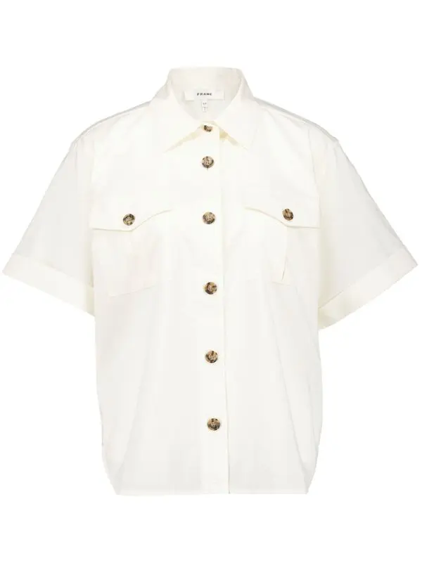 FRAME Patch-pocket Cotton Shirt - Neutrals