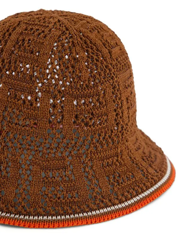 Fendi Ff Crochet-Knit Bucket Hat In Brown - 35% Off  display picture 3