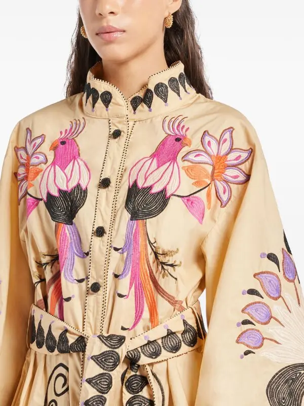 Farm Rio Flower Bird Embroidered Midi Dress In Neutrals - 65% Off |  Editorialist