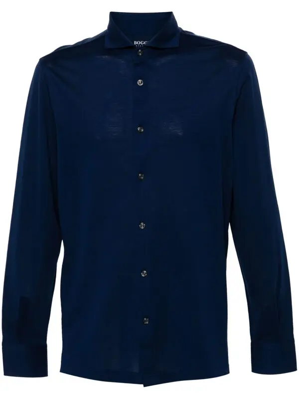 Boggi Milano Piqué-weave Shirt - Blue