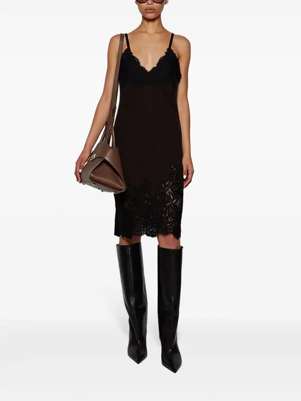 burberry black lace dress Burberry Ladies Black Geometric Lace Dress With Gathered-sleeves