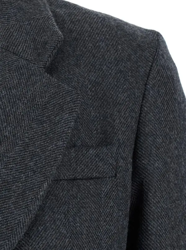 PLAIN Single-breasted Long Coat With Notched Revers - Grey