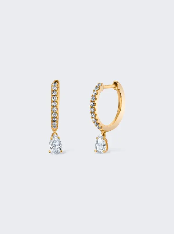 ANITA KO Diamond Huggie Earrings With Pear Diamond Drop - 18k Yellow Gold
